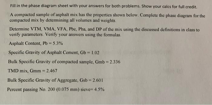 Solved Fill in the phase diagram sheet with your answers for | Chegg.com