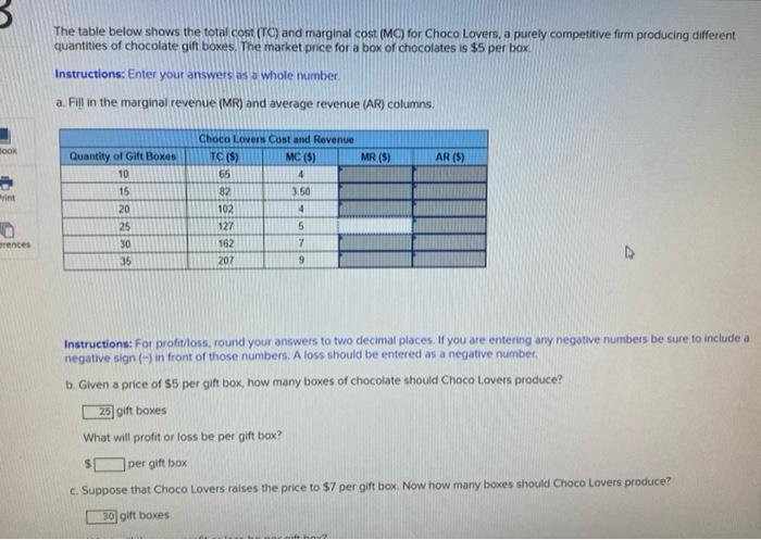 Solved Book Print rences The table below shows the total | Chegg.com