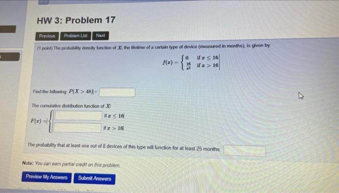 Solved HW 3: Problem 17 Previous Problem List Next (1 point) | Chegg.com