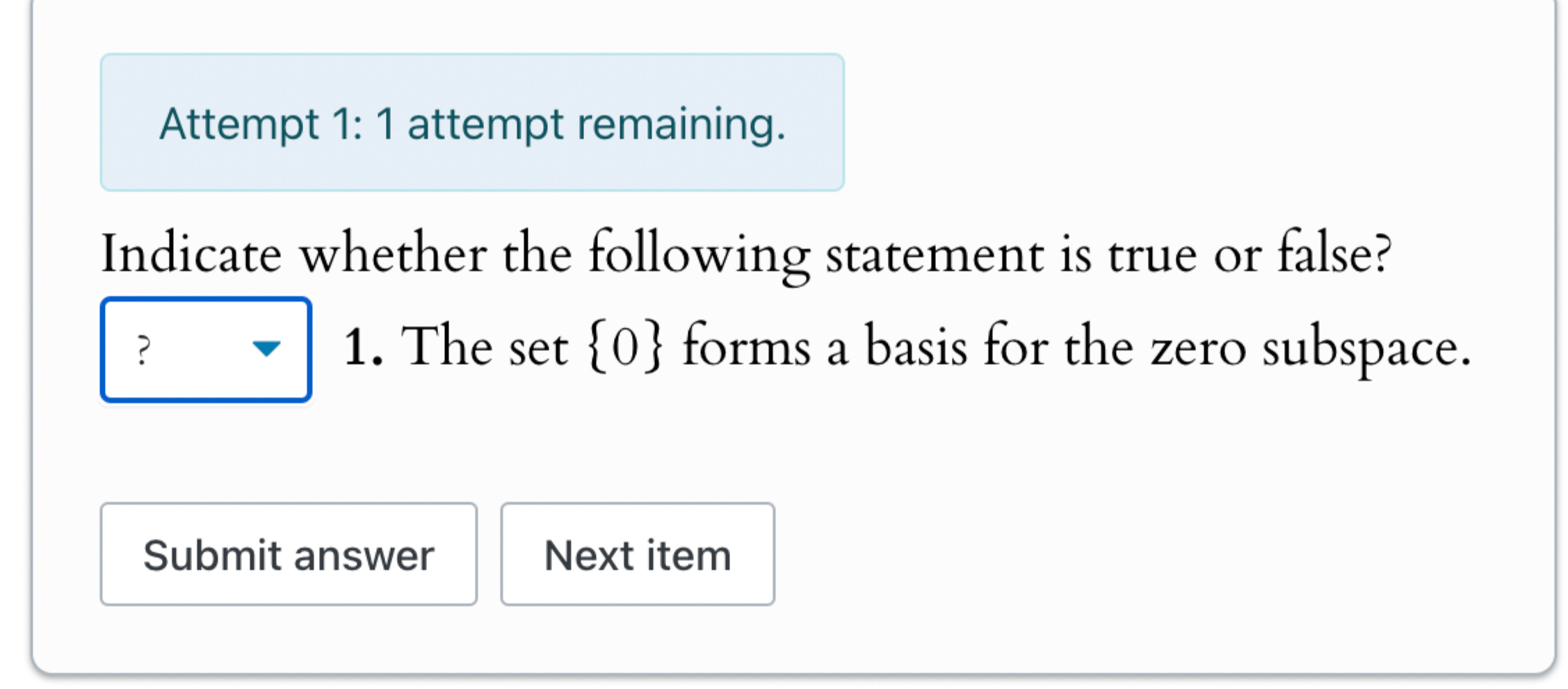 Solved Attempt 1: 1 ﻿attempt remaining.Indicate whether the | Chegg.com