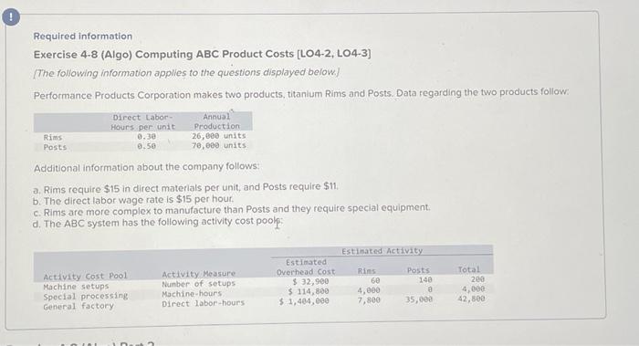 Solved Required information Exercise 4-8 (Algo) Computing | Chegg.com
