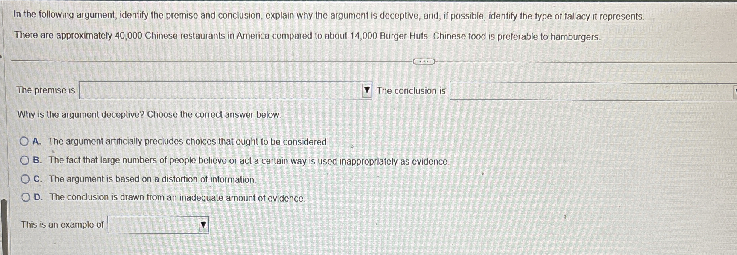 Solved In the following argument, identify the premise and | Chegg.com