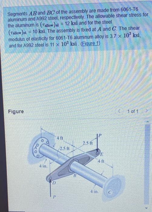 Solved Segments AB and BC of the assembly are made from | Chegg.com