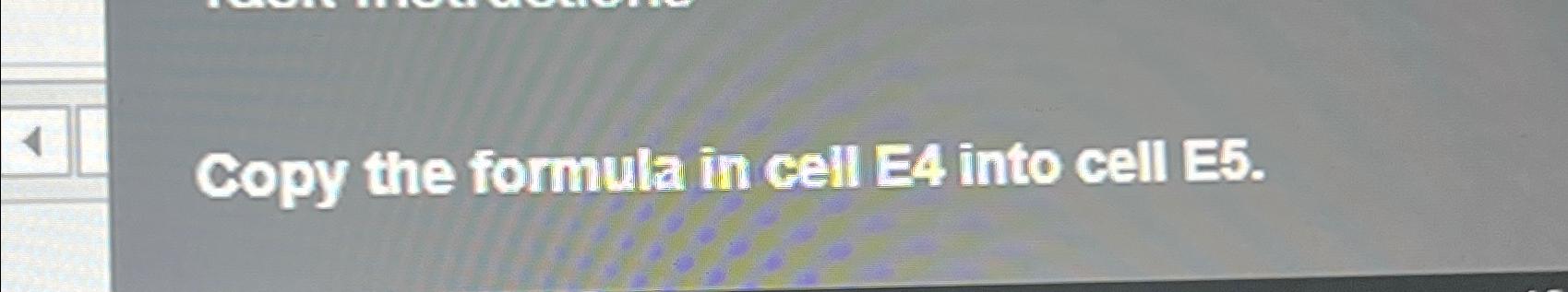 Solved Copy the formula in cell E4 ﻿into cell =5. | Chegg.com