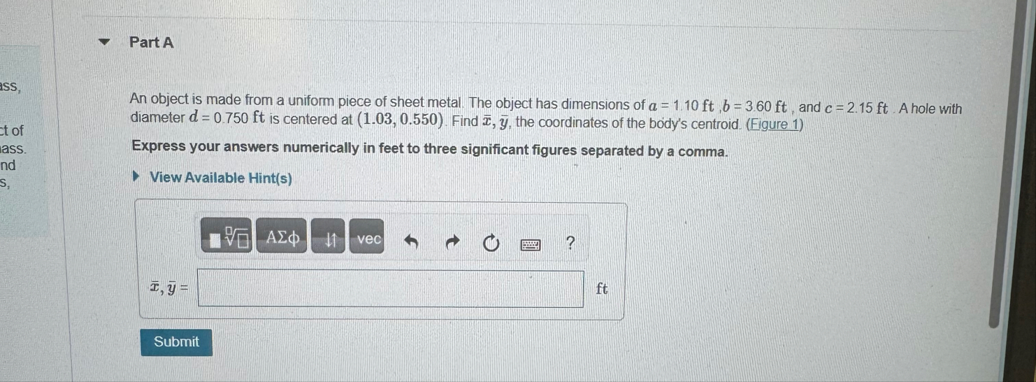 Solved Part AAn object is made from a uniform piece of sheet | Chegg.com