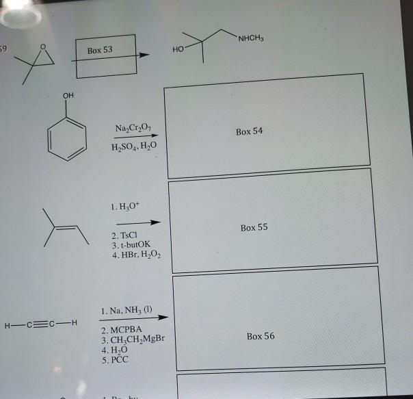 Solved NHCHE 59 Box 53 HO OH Box 54 Na Cro H2SO,H,O 1.H207 | Chegg.com
