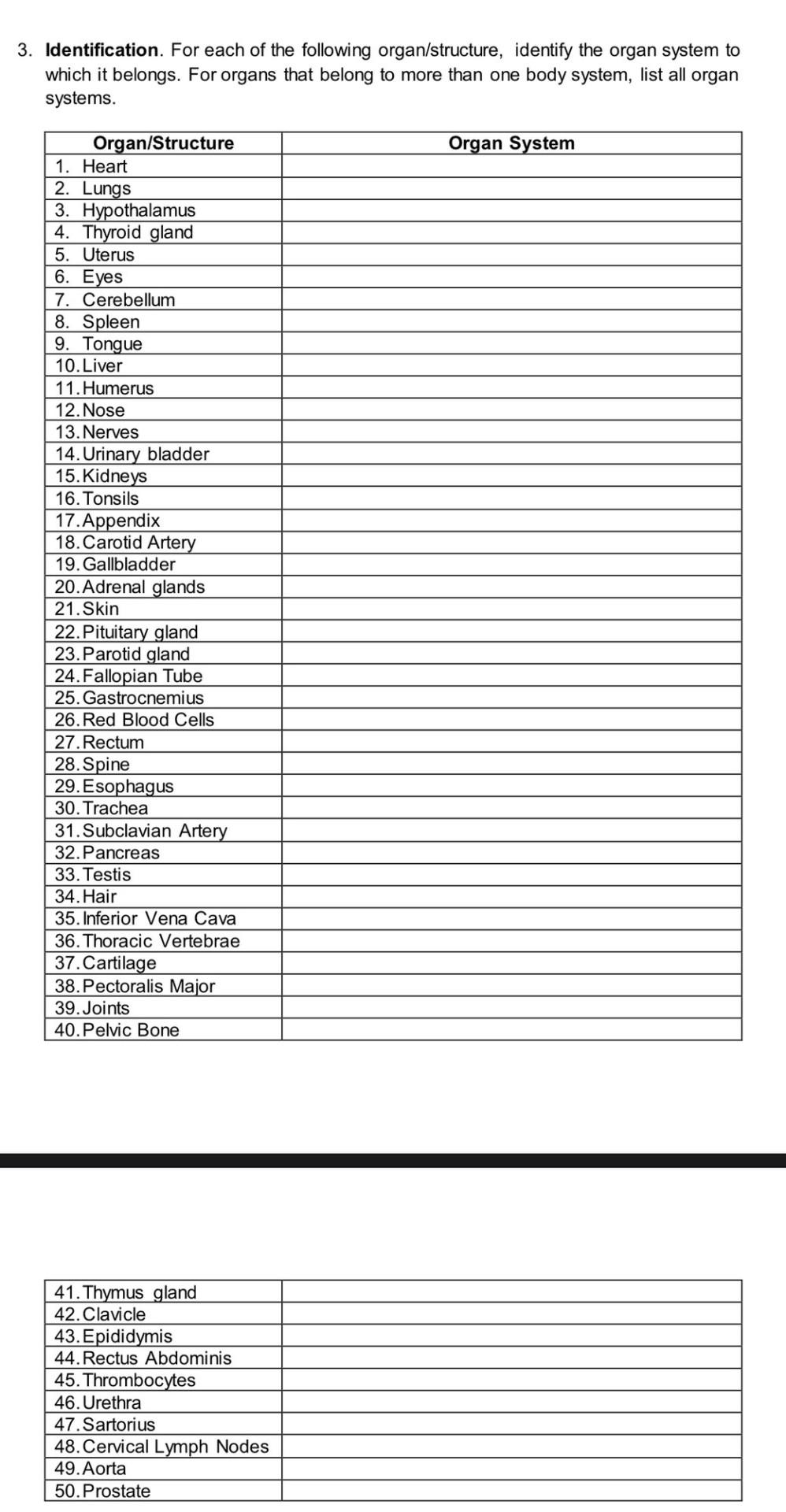 Solved 3. Identification. For each of the following | Chegg.com