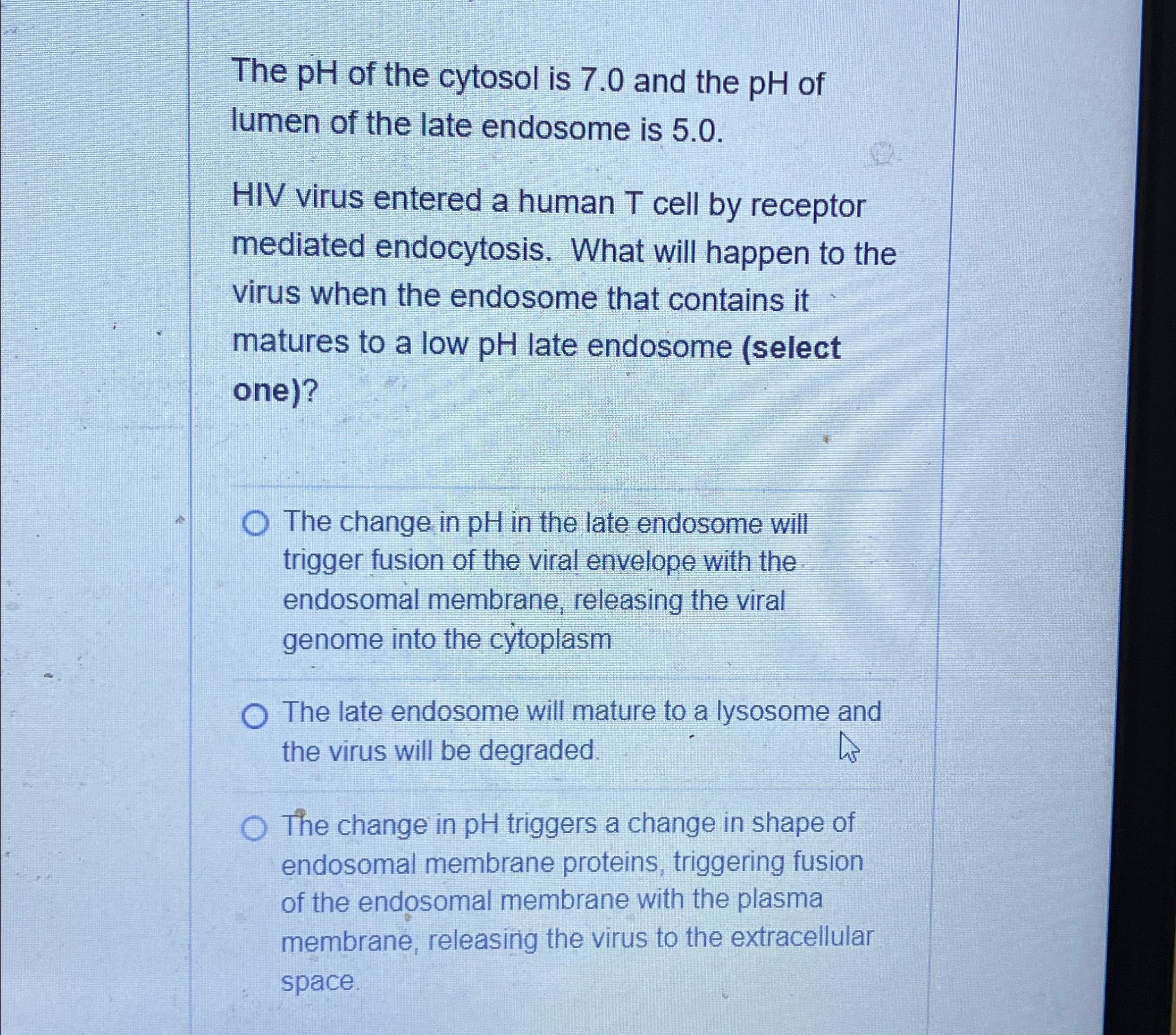 Solved The pH ﻿of the cytosol is 7.0 ﻿and the pH ﻿of lumen | Chegg.com