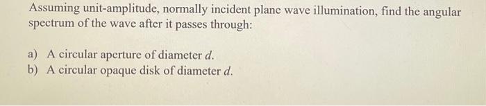 Solved Assuming unit-amplitude, normally incident plane wave | Chegg.com