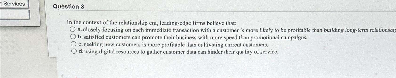 Solved t ServicesQuestion 3In the context of the | Chegg.com