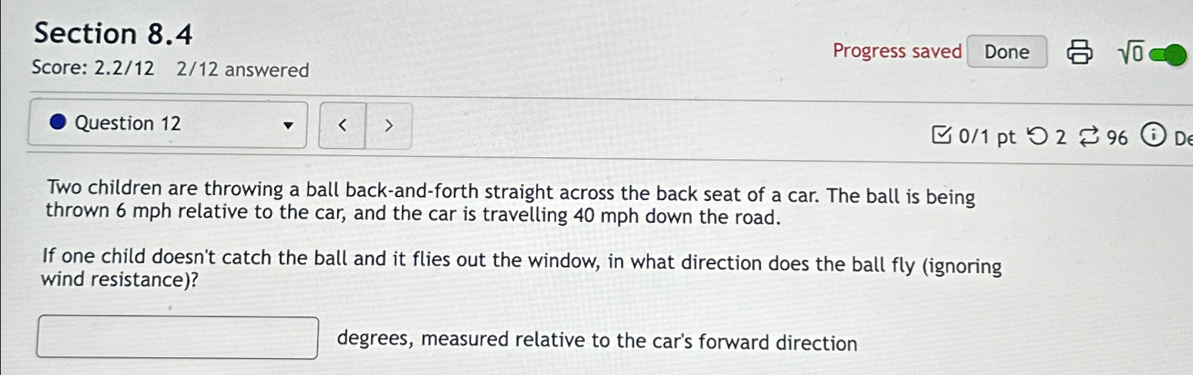 Solved Section 8.4Score: 2.2/12 2/12 ﻿answeredProgress | Chegg.com