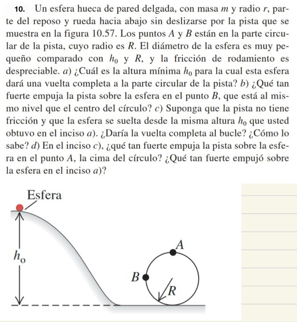 Solved Un esfera hueca de pared delgada, con masa m ﻿y radio | Chegg.com
