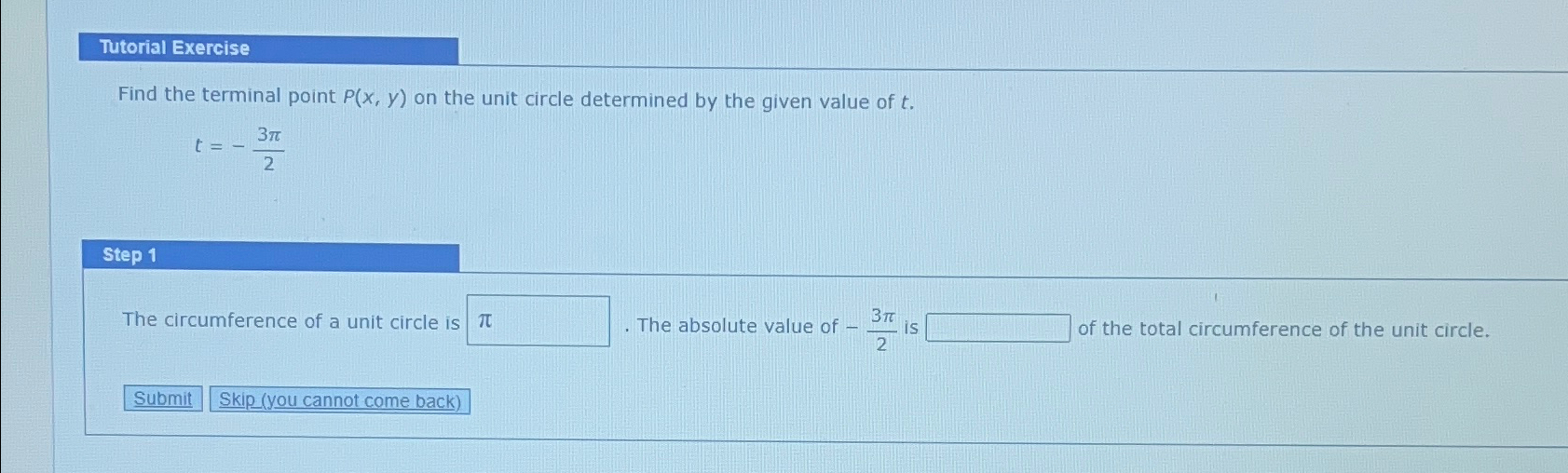 Solved Tutorial ExerciseFind the terminal point P(x,y) ﻿on | Chegg.com