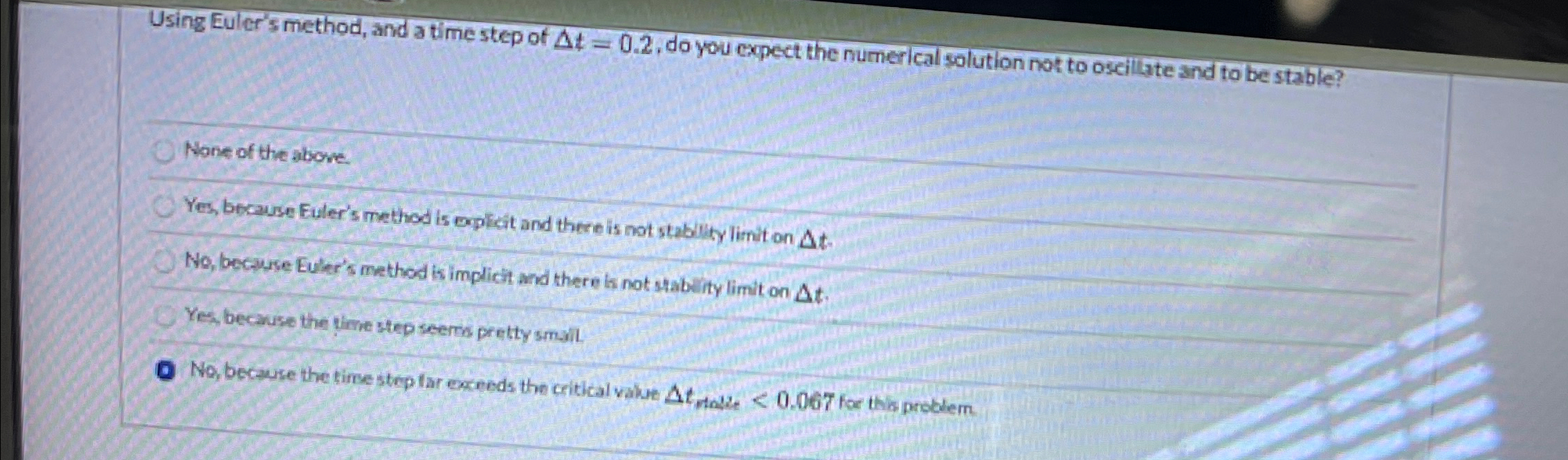 Solved Using Euler's method, and a time step of Δt=0.2, ﻿do | Chegg.com