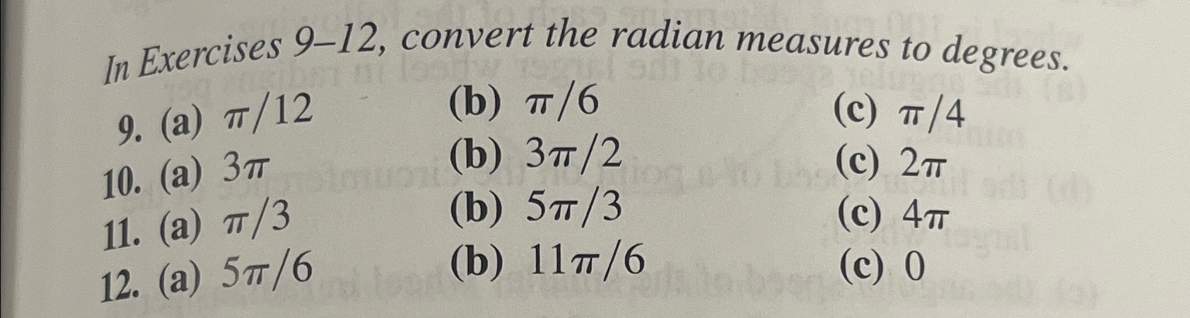 In Exercises 9-12, ﻿convert the radian measures to | Chegg.com