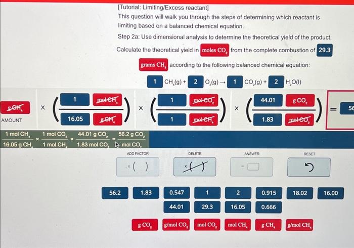 Solved [Tutorial: Limiting/Excess reactant] This question | Chegg.com