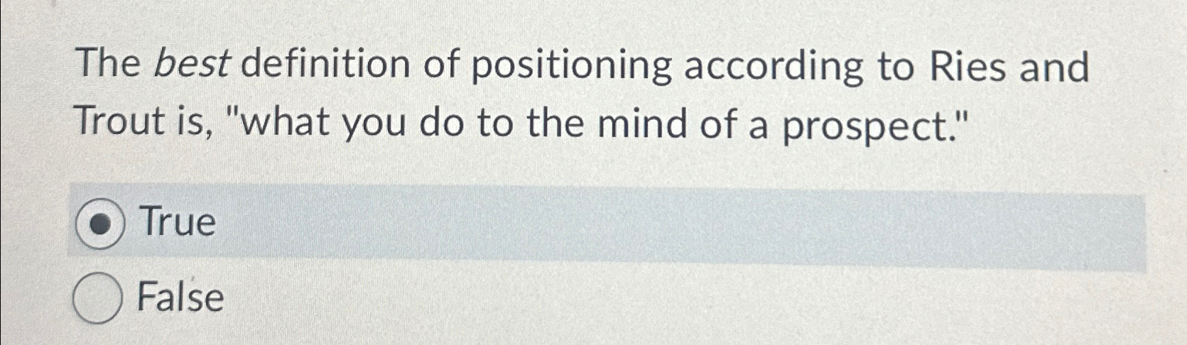 Solved The best definition of positioning according to Ries | Chegg.com