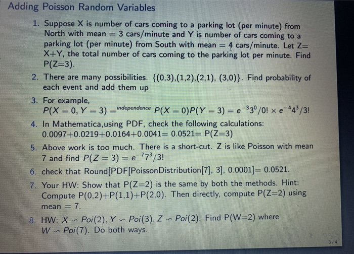 Solved Adding Poisson Random Variables 1. Suppose X is | Chegg.com