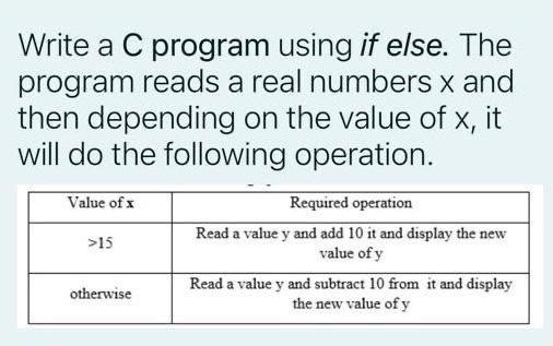 Solved Write A C Program Using If Else The Program Reads A