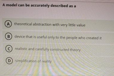 Solved A model can be accurately described as atheoretical | Chegg.com