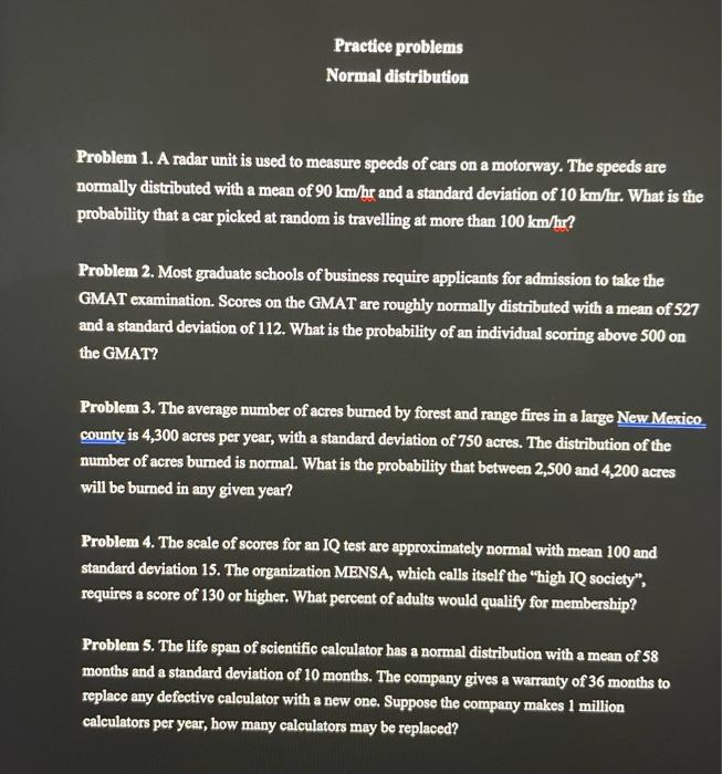 Solved Practice Problems Normal Distribution Problem 1 A 7220
