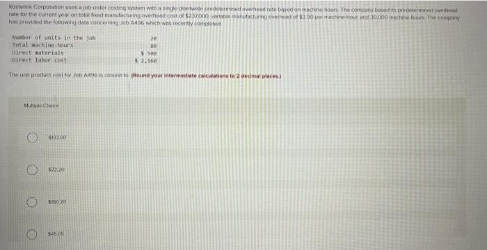 Solved has brovided the following dida concerning jab Ad96 | Chegg.com