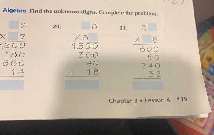 Solved Algebra Find the unknown digits. Complete the | Chegg.com