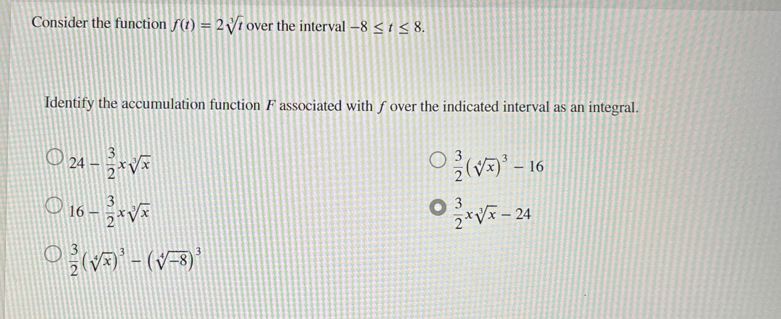 Solved Consider the function f(t)=2t3 ﻿over the interval | Chegg.com