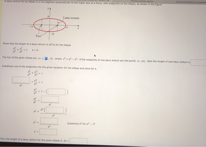 Solved Aratus rectum for an ellipse is a line segment | Chegg.com