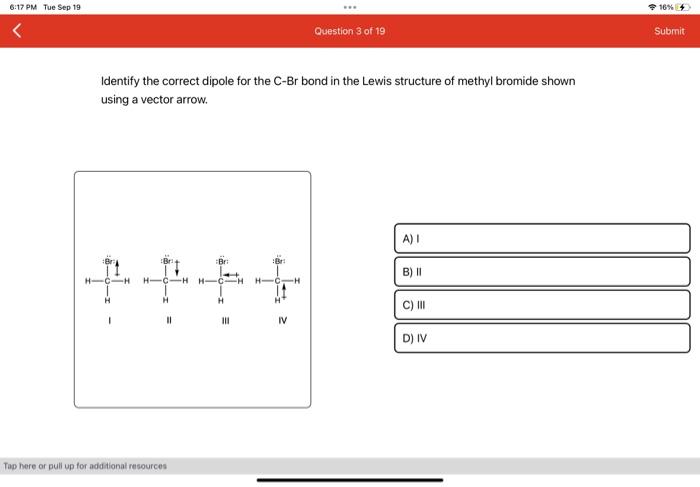 Solved 6:17 PM Tue Sep 19 Identify the correct dipole for | Chegg.com