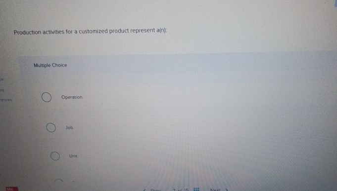 Solved Production activities for a customized product | Chegg.com