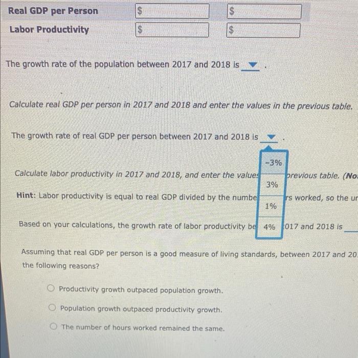 Solved 8. Labor productivity and GDP The following table | Chegg.com