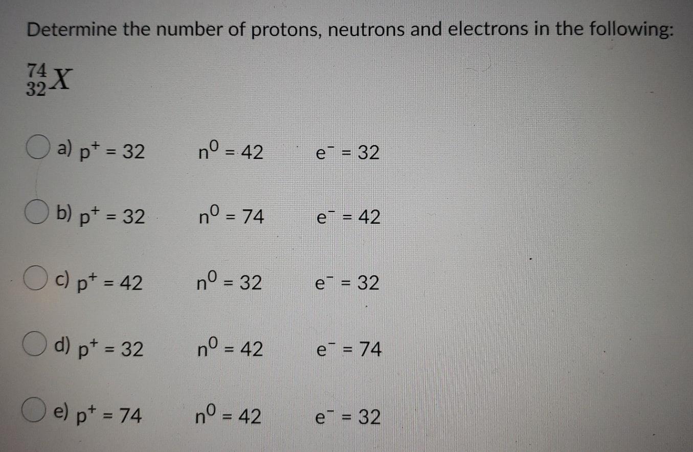 Solved Determine the number of protons, neutrons and | Chegg.com