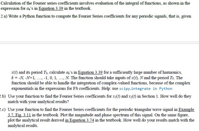 Solved Calculation of the Fourier series coefficients | Chegg.com