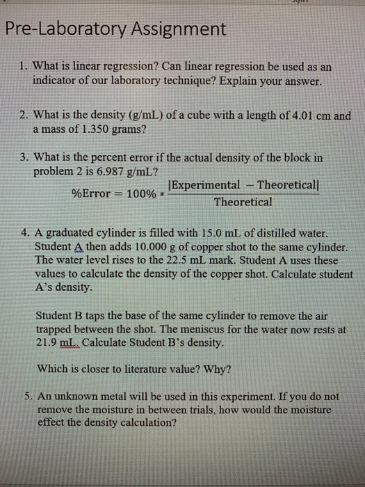 Solved Pre-Laboratory Assignment 1. What is linear | Chegg.com