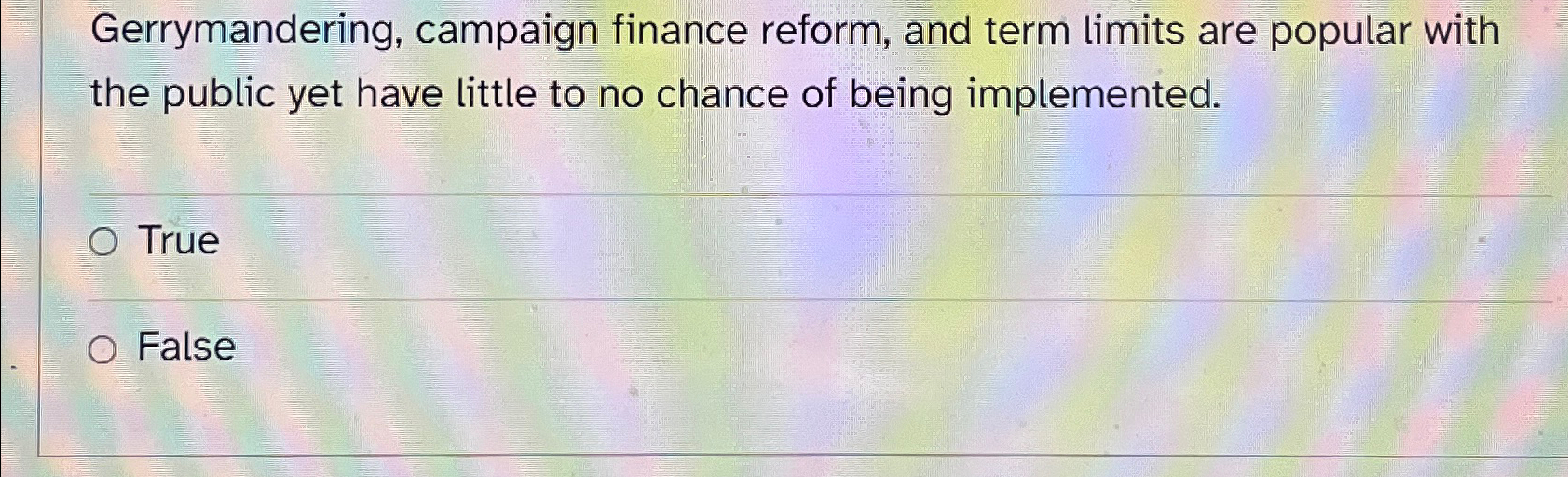 Gerrymandering, campaign finance reform, and term | Chegg.com