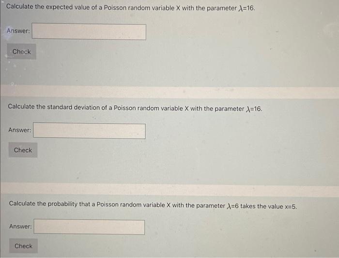 Solved Calculate the expected value of a Poisson random | Chegg.com