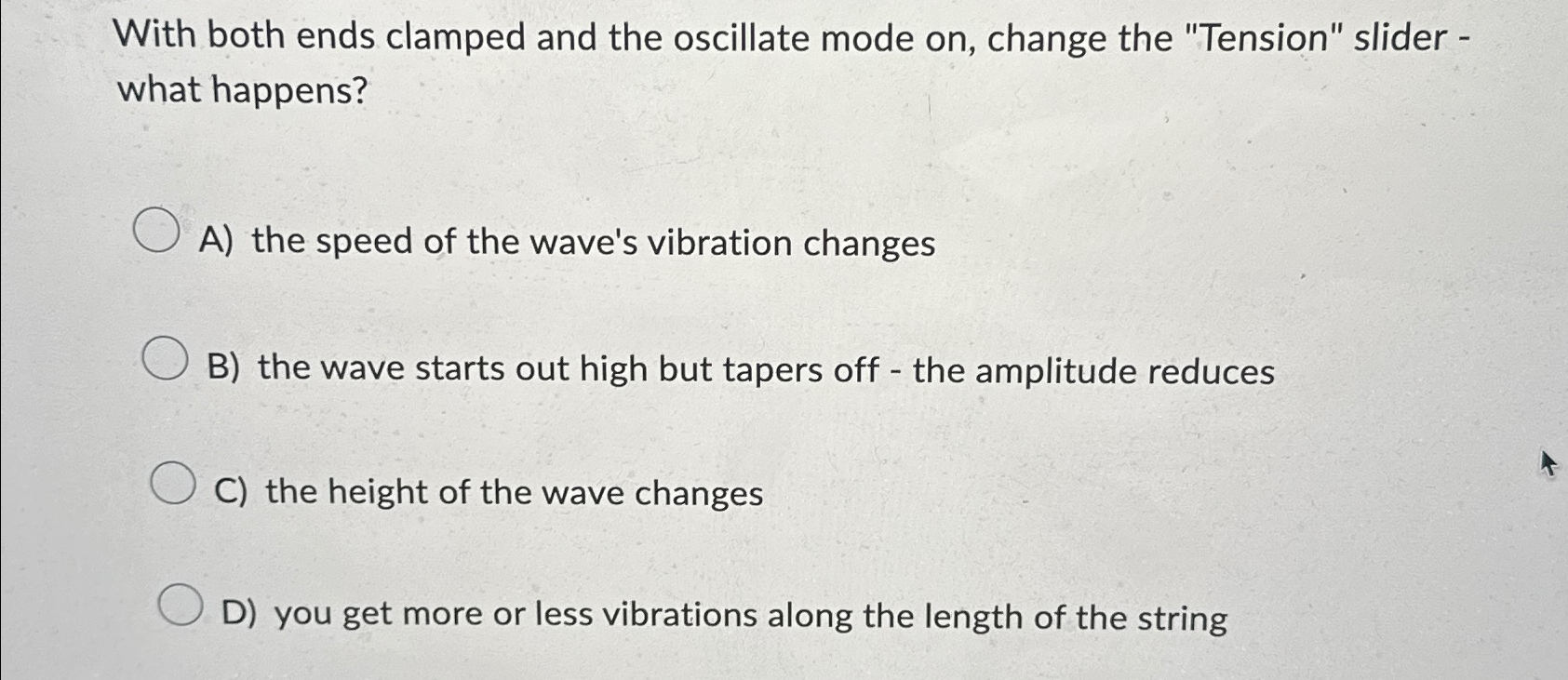 Solved With both ends clamped and the oscillate mode on, | Chegg.com