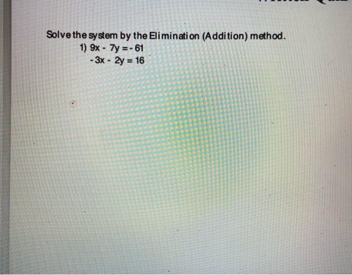 Solved CO Solve the system by the Elimination (Addition) | Chegg.com