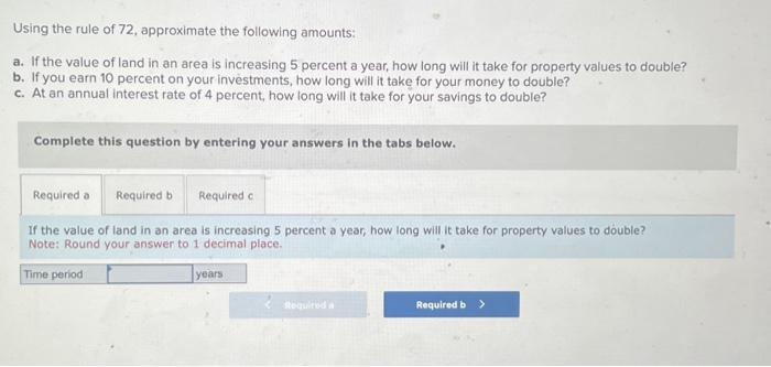 Solved Using the rule of 72 , approximate the following | Chegg.com