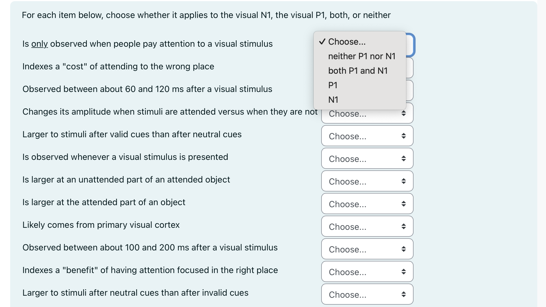 Solved For each item below, choose whether it applies to the | Chegg.com