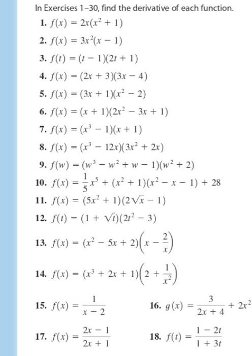 Solved In Exercises 1-30, find the derivative of each | Chegg.com