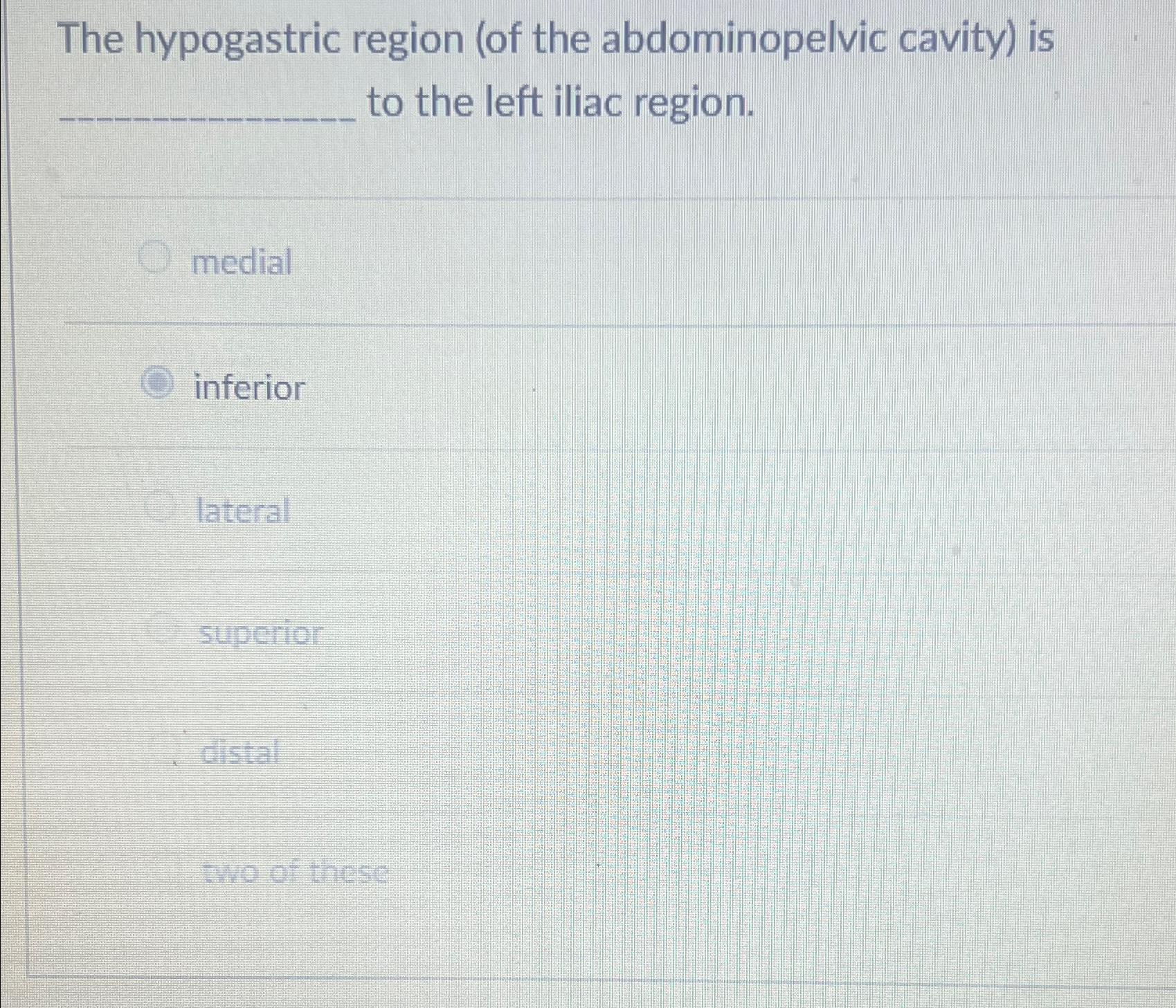 Solved The Hypogastric Region Of The Abdominopelvic Cavity