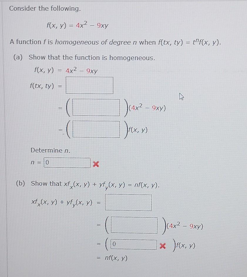 Solved Consider the following. \[ f(x, y)=4 x^{2}-9 x y \] A | Chegg.com