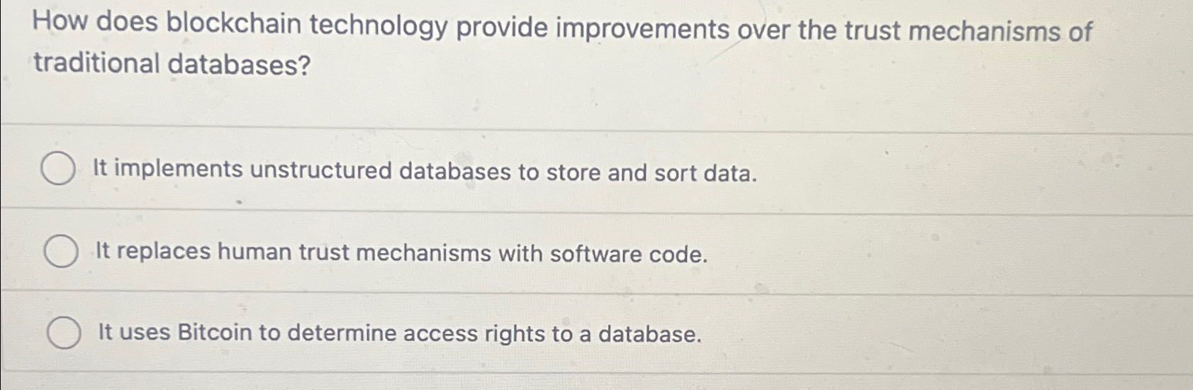 Solved How does blockchain technology provide improvements | Chegg.com