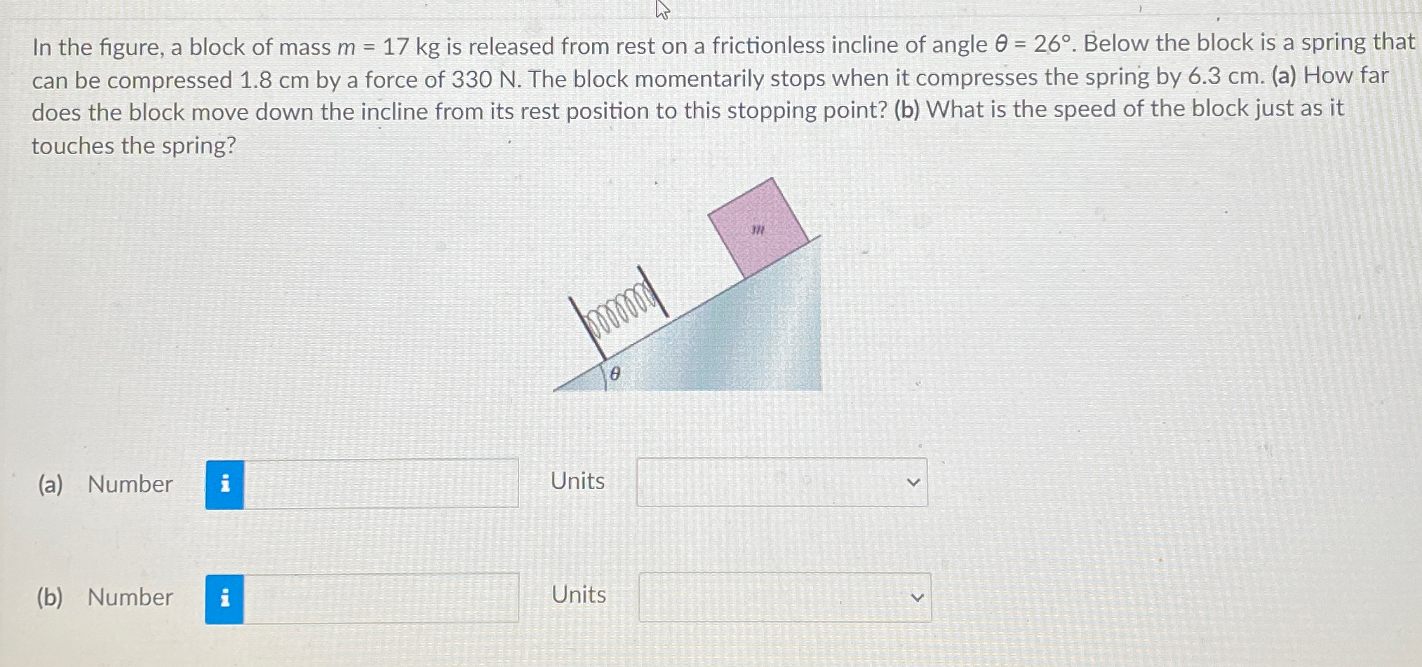 Solved In the figure, a block of mass m=17kg ﻿is released | Chegg.com