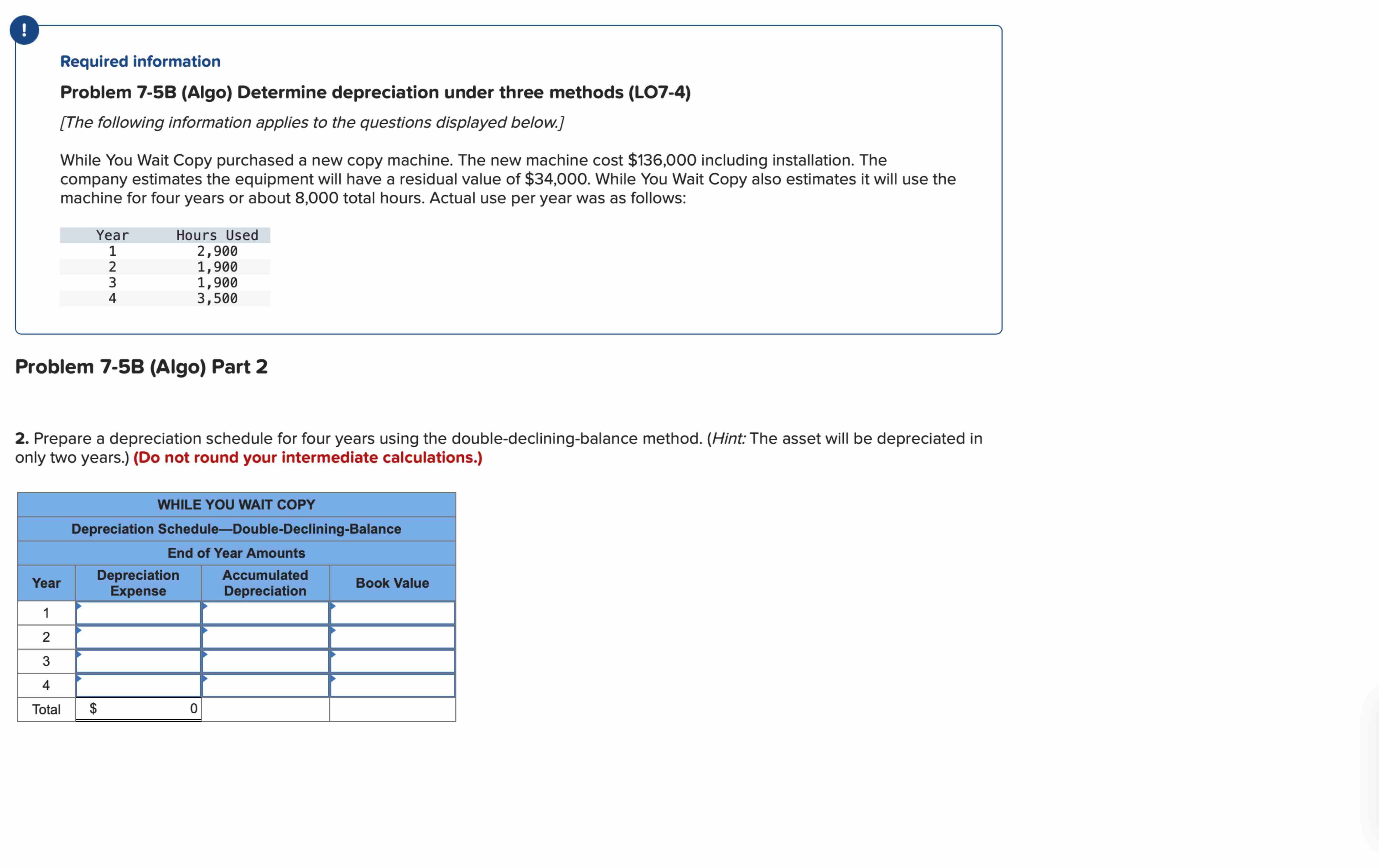 Solved Required information Problem 7-5B (Algo) ﻿Determine | Chegg.com