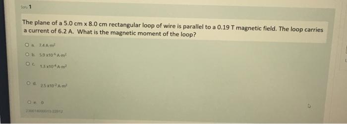 Solved The plane of a 5.0 cm×8.0 cm rectangular loop of wire | Chegg.com