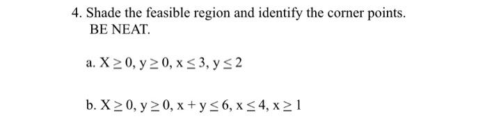 Solved 4. Shade the feasible region and identify the corner | Chegg.com