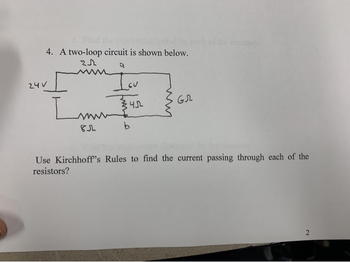 Solved 4. A two-loop circuit is shown below. 21 a 24V 341 | Chegg.com